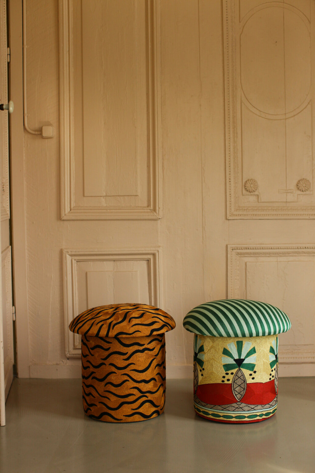 Maya Tiger Embroidered Stool - Doing Goods