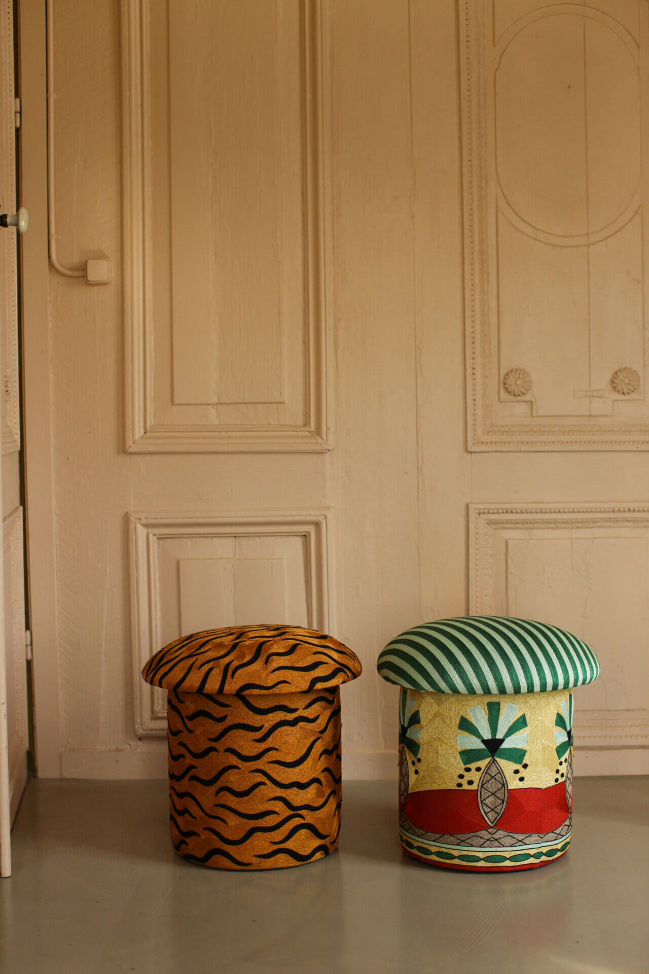 Maya Tiger Embroidered Stool - Doing Goods